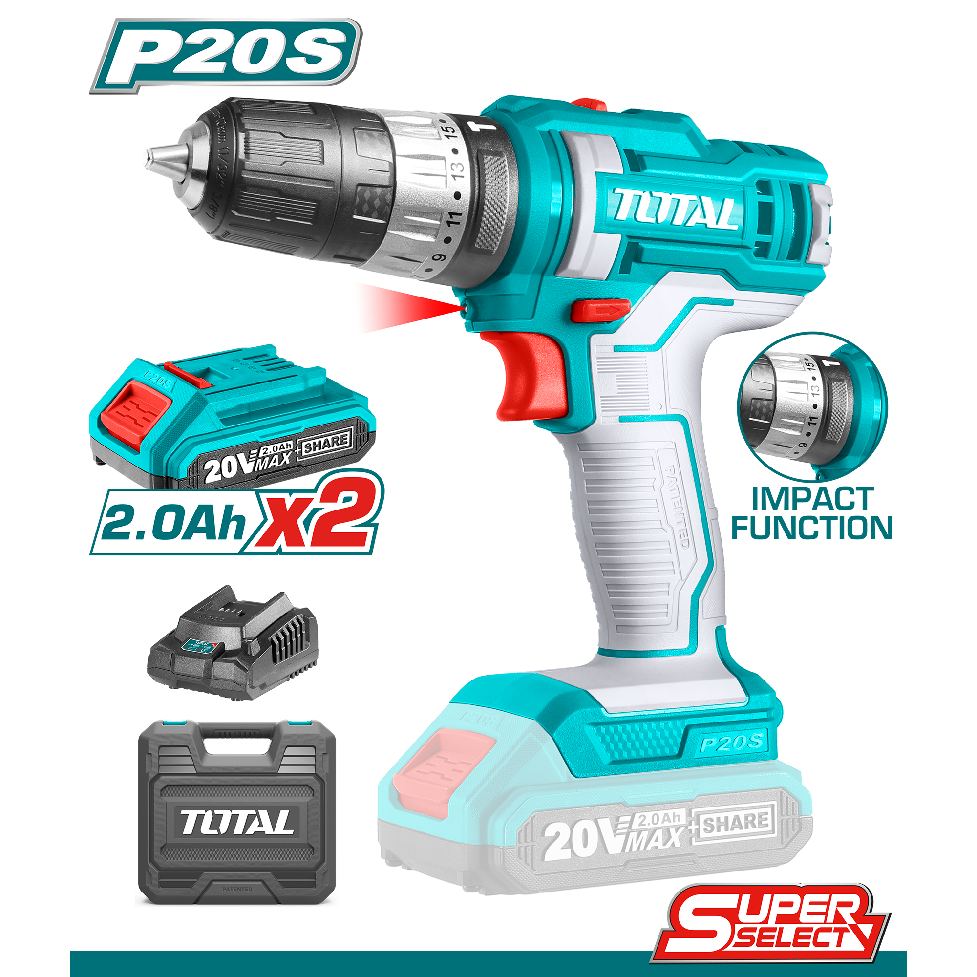 Total Tools Lithium- Ion Impact Drill (TIDLI20145) – Total Tools Namibia